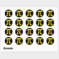 Yellow pi mathematical symbol on black stickers | Zazzle