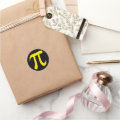 Yellow pi mathematical symbol on black stickers | Zazzle