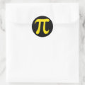 Yellow pi mathematical symbol on black stickers | Zazzle