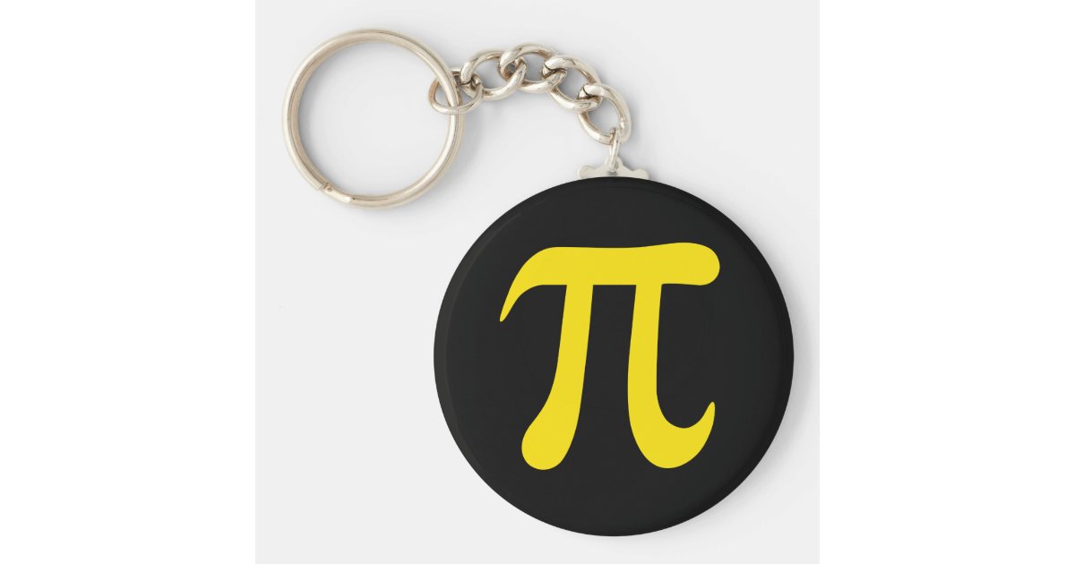Yellow pi symbol on black background keychain | Zazzle.com