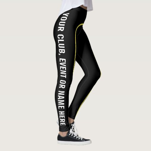 Yellow Pin Stripe Customisable Named Leggings | Zazzle