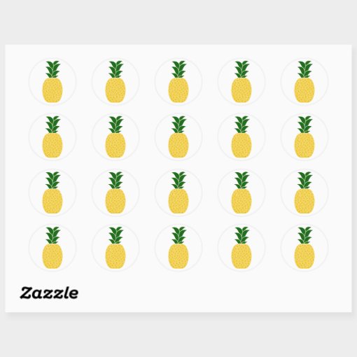 Yellow Pineapple Classic Round Sticker | Zazzle
