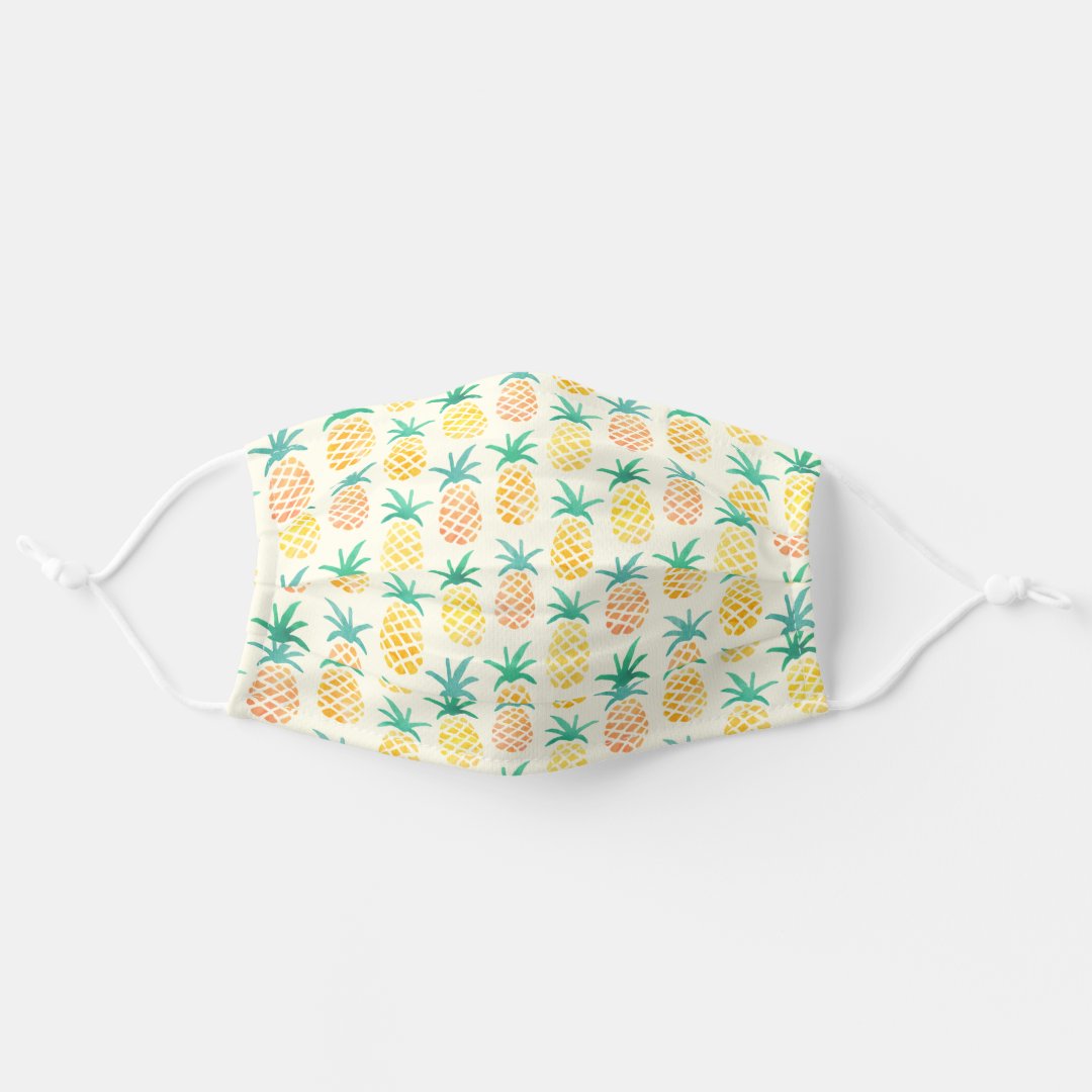 Yellow Pineapple Pattern Adult Cloth Face Mask | Zazzle