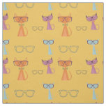 Hipster Cute Cats Pattern Fabric | Zazzle.com