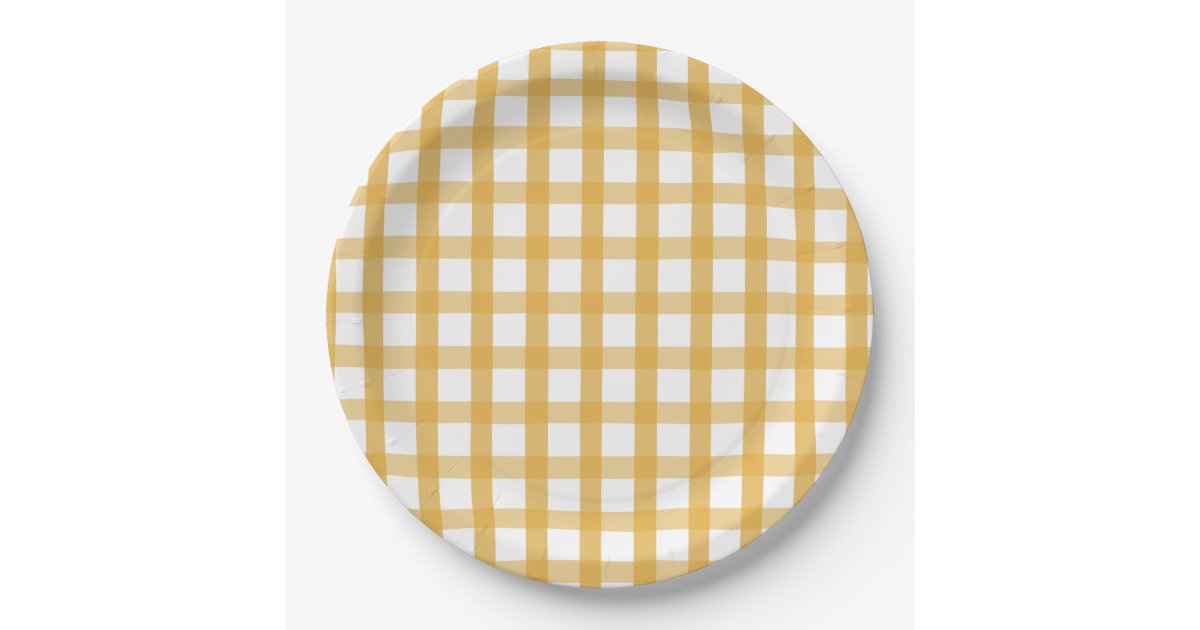 Yellow Plaid Picnic Paper Plates | Zazzle