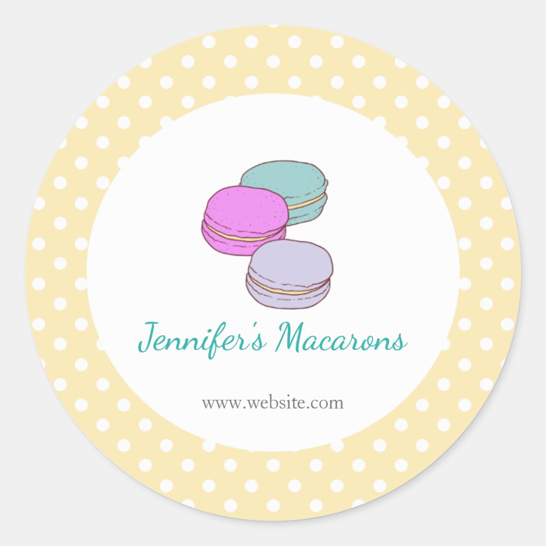 Yellow Polka Dots Macaron CUTE Product Label | Zazzle