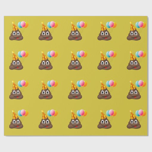 Yellow Poop Emoji Birthday Party Wrapping Paper | Zazzle