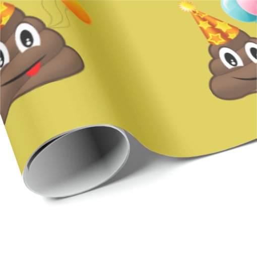 Yellow Poop Emoji Birthday Party Wrapping Paper | Zazzle