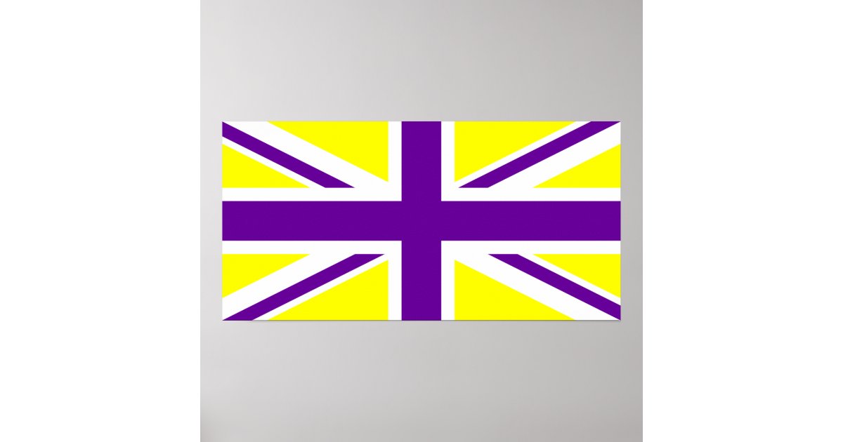 Yellow Purple Union Jack Poster | Zazzle