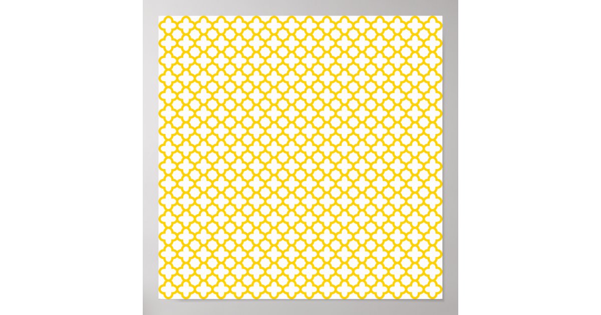 Yellow Quatrefoil Pattern Poster | Zazzle