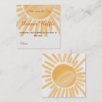 Yellow Ray Sunshine Diaper Raffle Baby Shower Game Enclosure Card | Zazzle