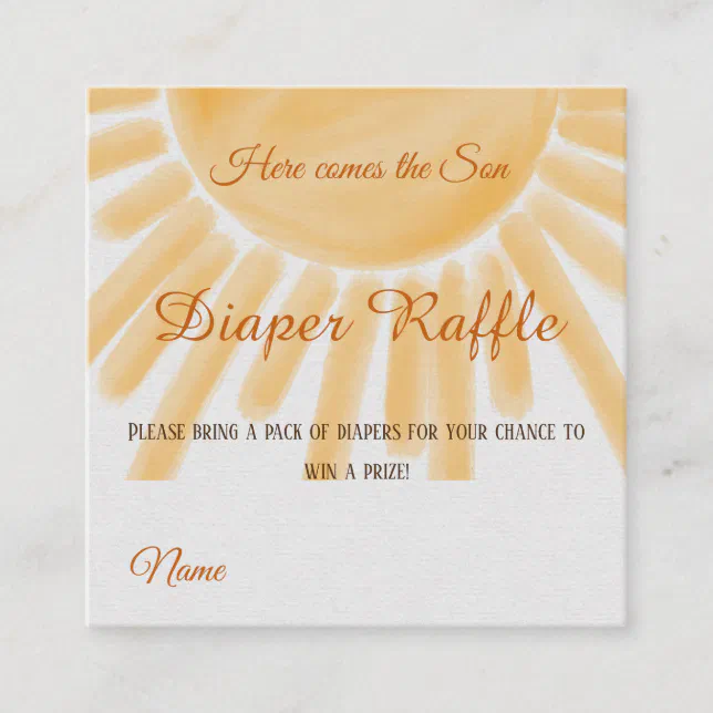 Yellow Ray Sunshine Diaper Raffle Baby Shower Game Enclosure Card | Zazzle