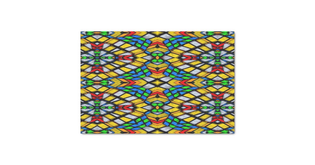 Yellow, Red and Blue Stain Glass Tissue Paper | Zazzle
