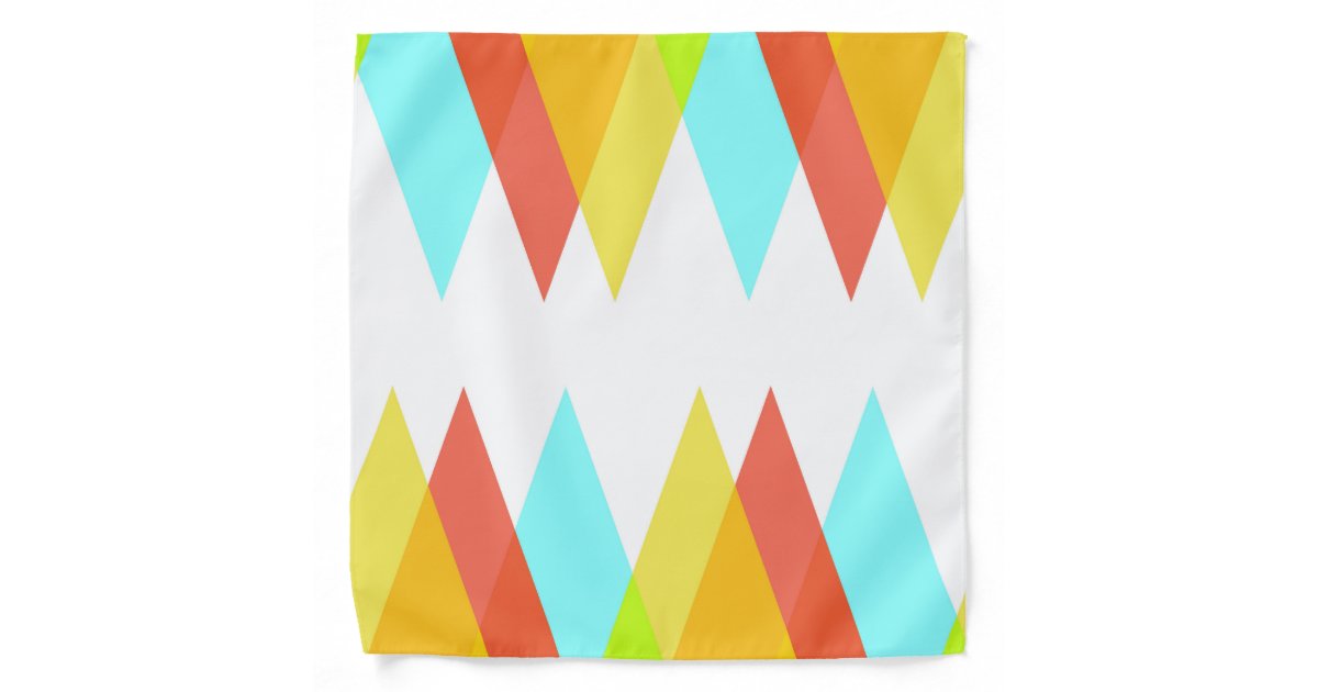 Yellow, red and cadet blue triangles bandana | Zazzle