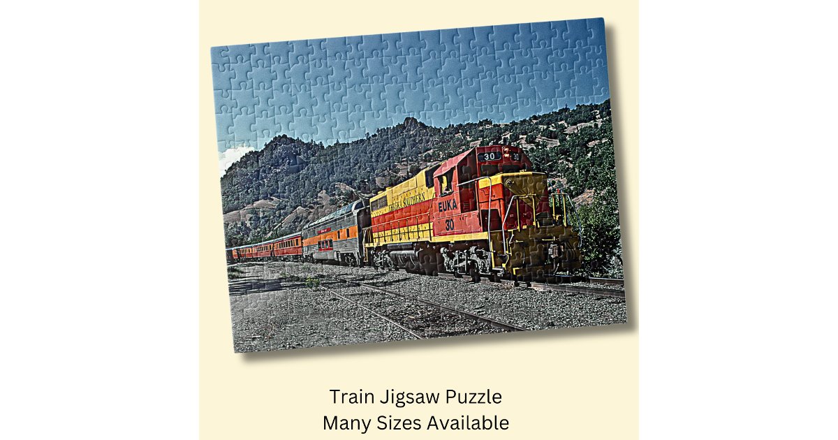 Yellow Red Diesel Locomotive Engine Train Railroad Jigsaw Puzzle | Zazzle