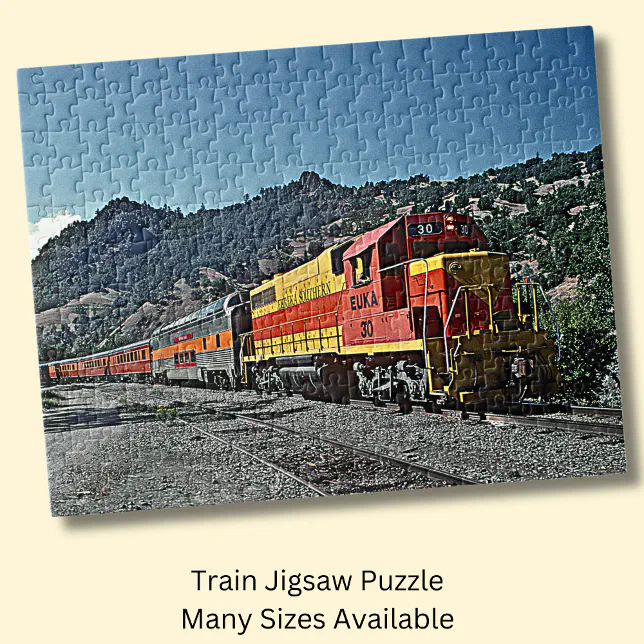 Yellow Red Diesel Locomotive Engine Train Railroad Jigsaw Puzzle | Zazzle