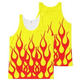 Yellow Red Flame Graphics All-Over-Print Tank Top | Zazzle