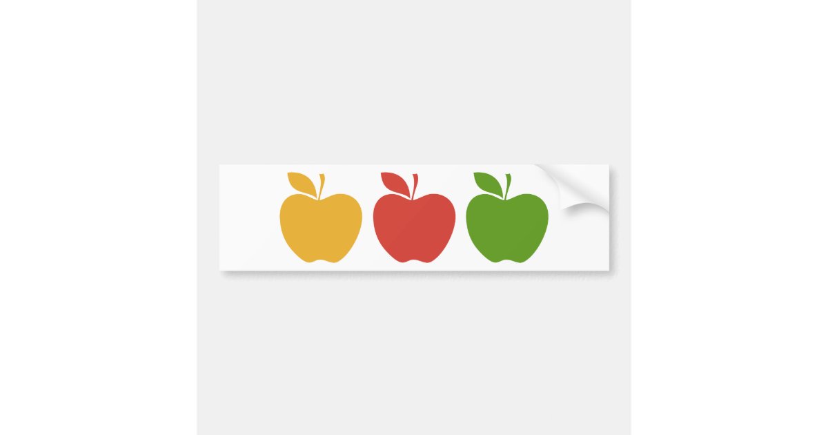 Yellow Red Green Apple Bumper Sticker | Zazzle