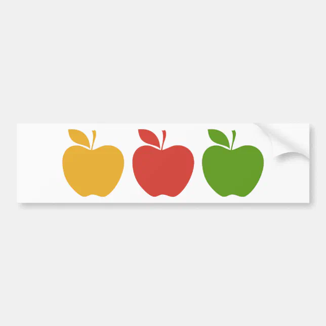 Yellow Red Green Apple Bumper Sticker | Zazzle