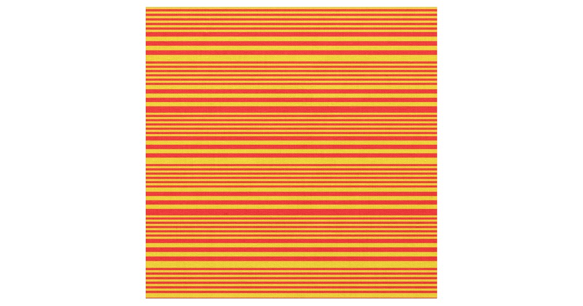 Yellow & Red Striped/Lined Pattern Fabric | Zazzle