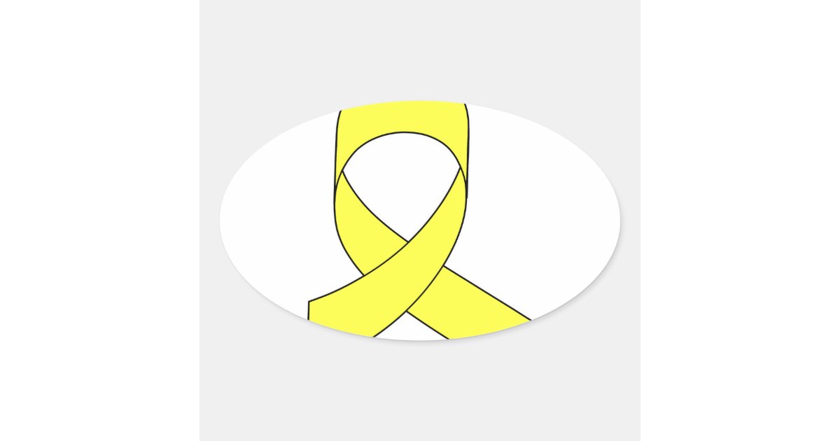 Yellow Ribbon Drawing Oval Sticker | Zazzle