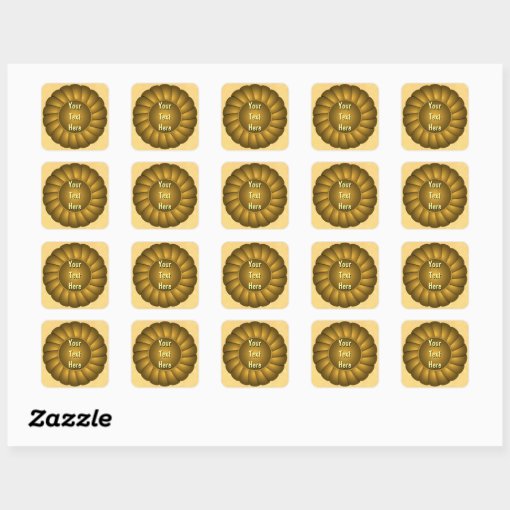 Yellow Ribbon Rosette to Personalize Square Sticker | Zazzle
