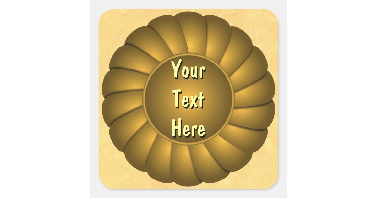 Yellow Ribbon Rosette to Personalize Square Sticker | Zazzle