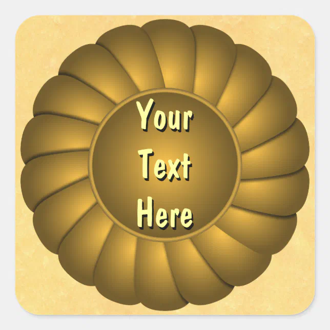 Yellow Ribbon Rosette to Personalize Square Sticker | Zazzle