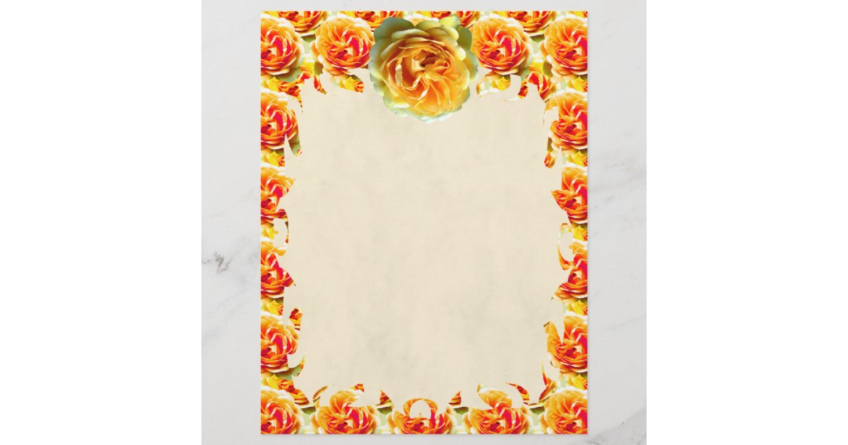 Yellow Rose Bloom Flame Letterhead | Zazzle