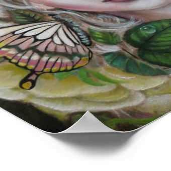 Yellow rose fairy fantasy poster | Zazzle
