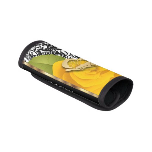 Yellow Rose Floral Design | Monogram Luggage Handle Wrap | Zazzle