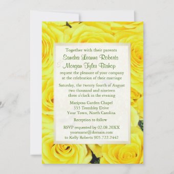 Yellow Rose Floral Wedding Invitation | Zazzle