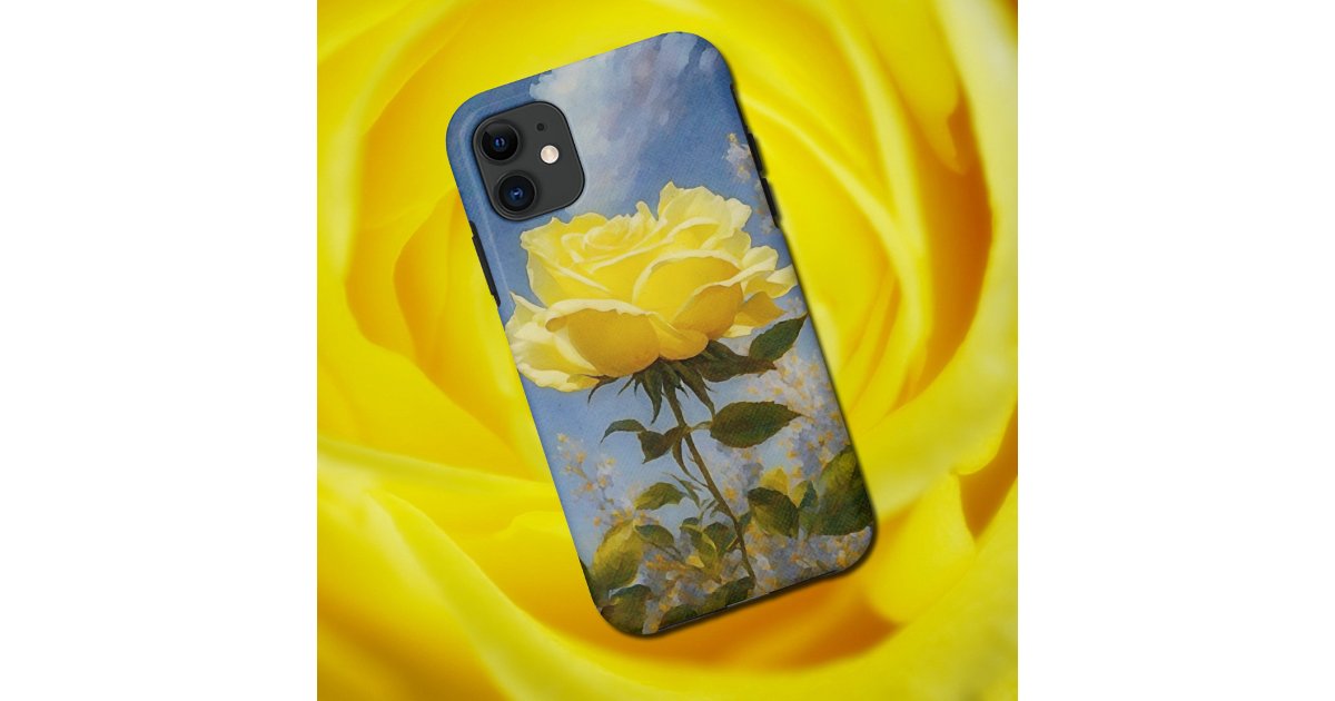 Yellow Rose Flower Art Phone Case | Zazzle