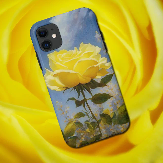 Yellow Rose Flower Art Phone Case | Zazzle