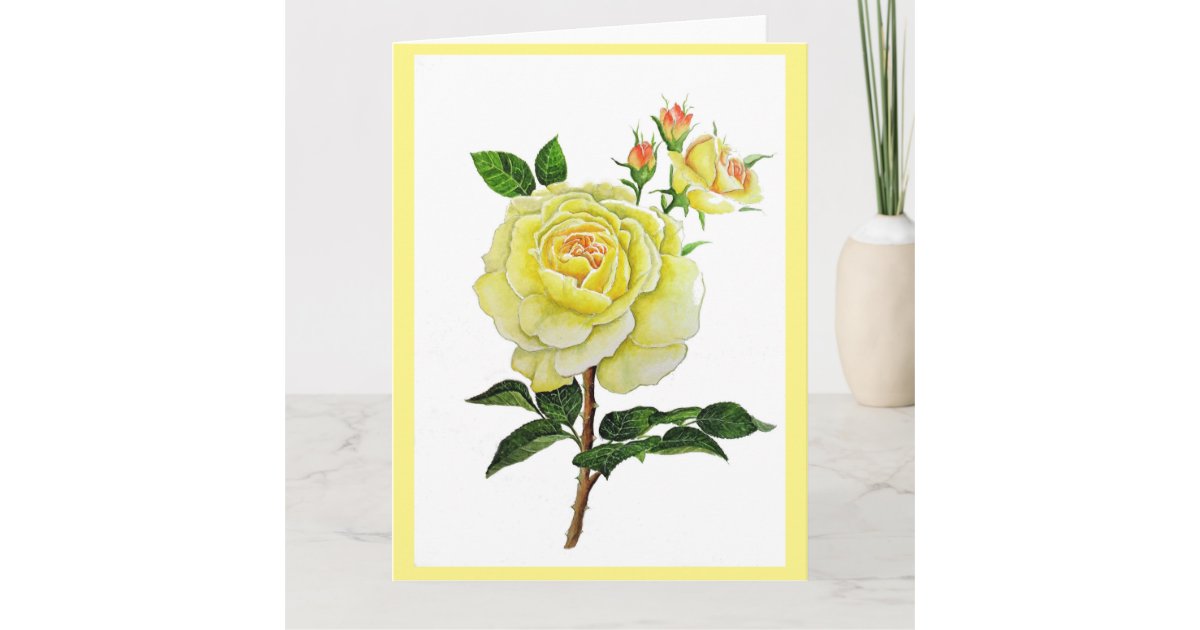 Yellow rose greeting card | Zazzle
