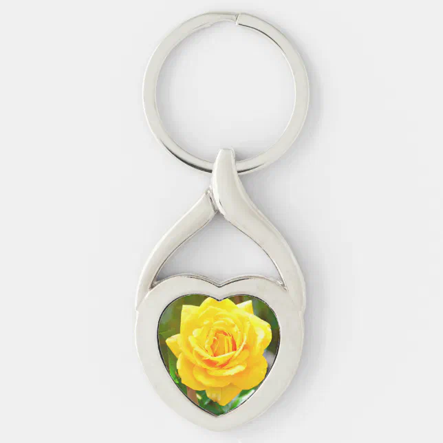 Yellow Rose Heart Key Chain | Zazzle