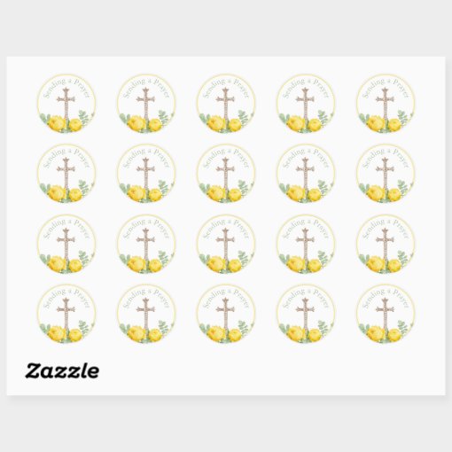 Yellow Rose Sending a Prayer Religious Classic Round Sticker | Zazzle