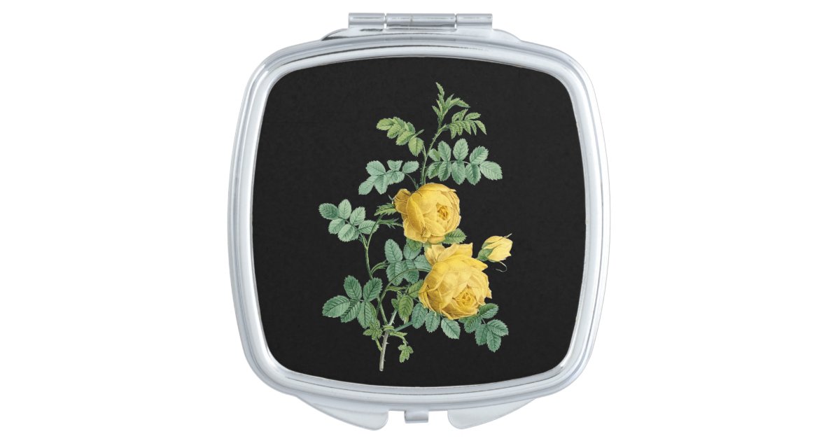 Yellow Rose vintage botanical illustration Vanity Mirror | Zazzle