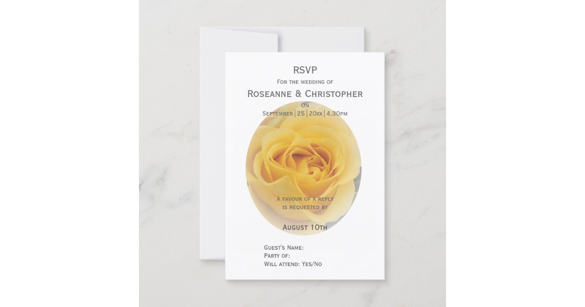 Yellow Rosebud Wedding RSVP Card | Zazzle