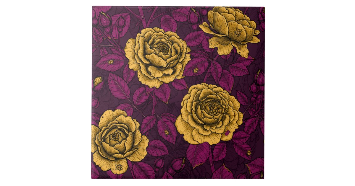 Yellow roses ceramic tile | Zazzle