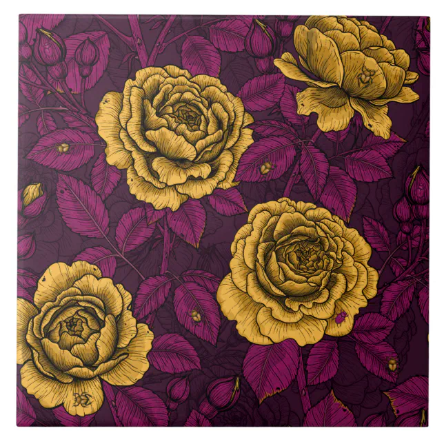 Yellow roses ceramic tile | Zazzle