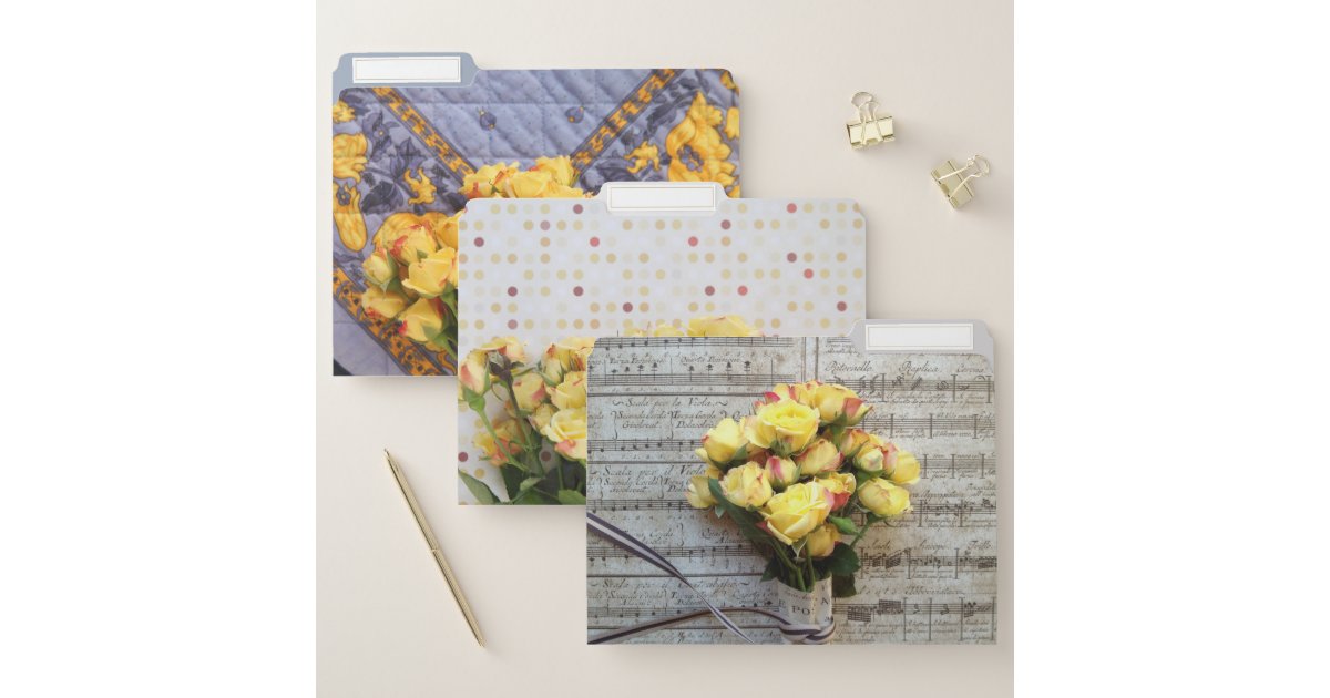 Yellow roses file folder | Zazzle