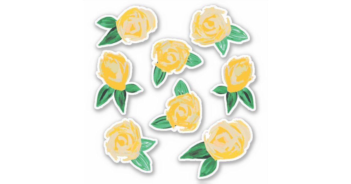 Yellow Roses Floral Stickers | Zazzle