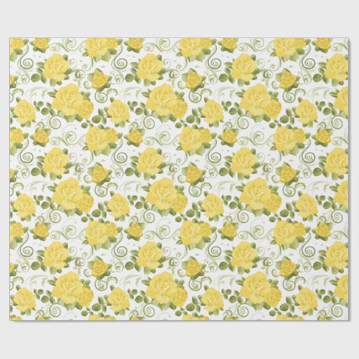 Yellow Roses Patterned Wrapping Paper | Zazzle