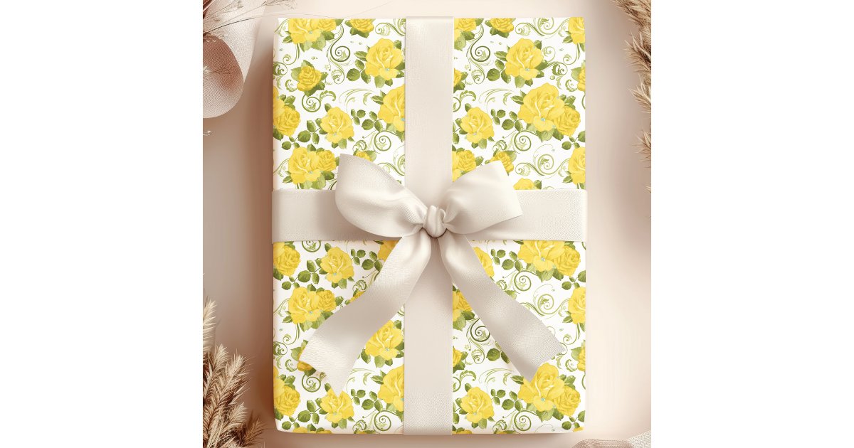 Yellow Roses Patterned Wrapping Paper | Zazzle