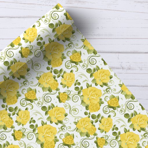 Yellow Roses Patterned Wrapping Paper | Zazzle