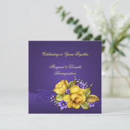 Yellow Roses Purple Violets 50th Anniversary Invitation | Zazzle