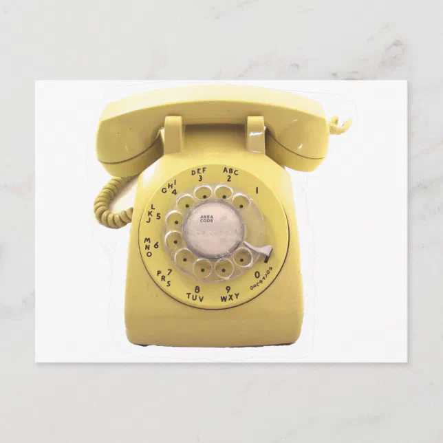 Yellow Rotary Phone Postcard | Zazzle