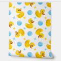 Yellow Rubber Duck & Bubbles Wallpaper | Zazzle