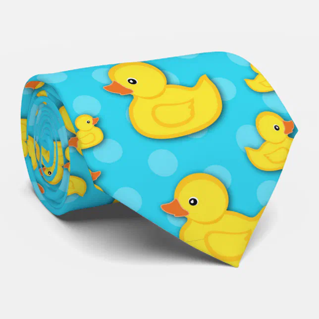 Yellow Rubber Duck Light Blue Bath Neck Tie | Zazzle